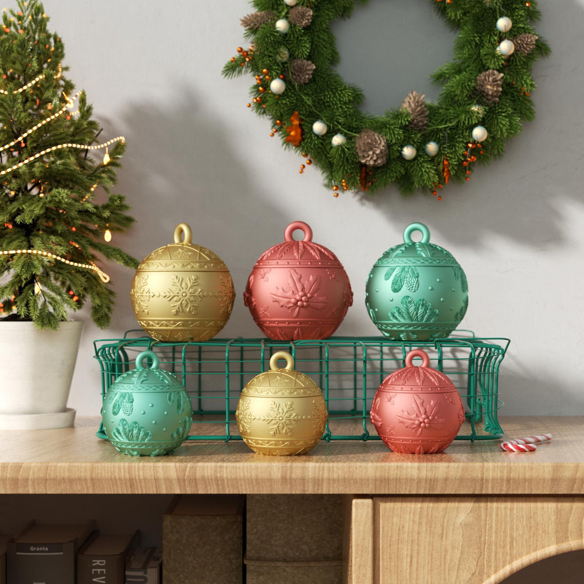 Christmas Charm Bauble Light Candle Jar Silicone Mold Collection ...